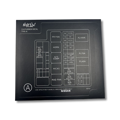 Nissan 240sx Silvia S14 Fuse Box Cover Decal Label Replacement (Type-A ...