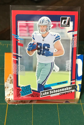 Luke Schoonmaker 2023 Donruss Rated Rookie Red Press Proof SP Cowboys ...