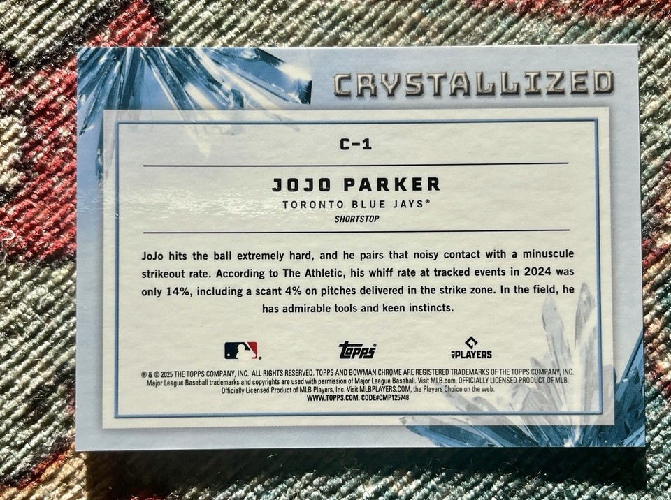 2025 Bowman Draft Jojo Parker Crystallized RED Refractor/5 SSP TORONTO ...