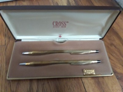 Vintage CROSS Gold Filled Pen Pencil Set 10K Brown Case | eBay