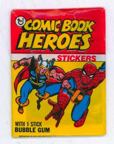 Marvel Comic Book Heroes Stickers Pack 1974 Topps Unopened Wax Trading ...