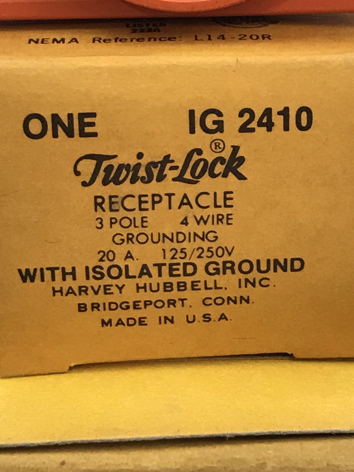 Box Of 10 Hubbell IG2410 20Amp Twist-lock Receptacle 3-pole 4-wire ISO ...
