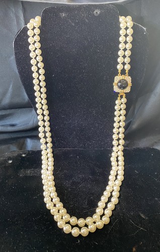 JOAN RIVERS glass Knotted Ivory Pearl Necklace, ~28” | eBay