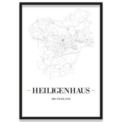 JUNIWORDS Stadtposter, Heiligenhaus, Weiß, Kunstdruck Plan Map | eBay.de