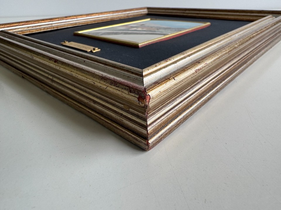 Vtg Italian PIETRA DURA Landscape Framed Art Plaque Stone Mosaic ALDINO ...