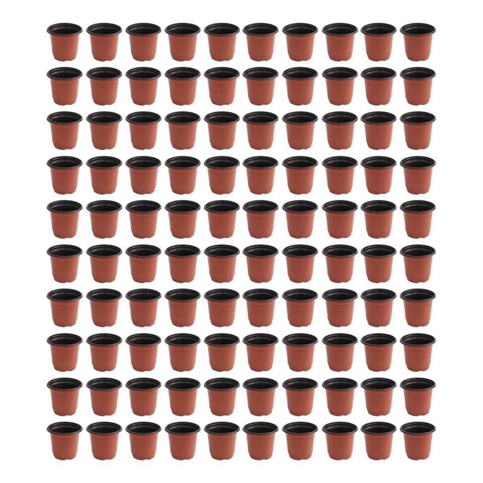 100 Flexible Plastic Flower Pots Red Black for Herb and Succulent ...