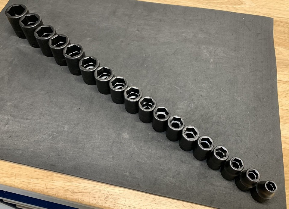 NICE! Snap-on 18pc 1/2" Flank Dr Shallow Metric 6pt 10-27mm Impact ...