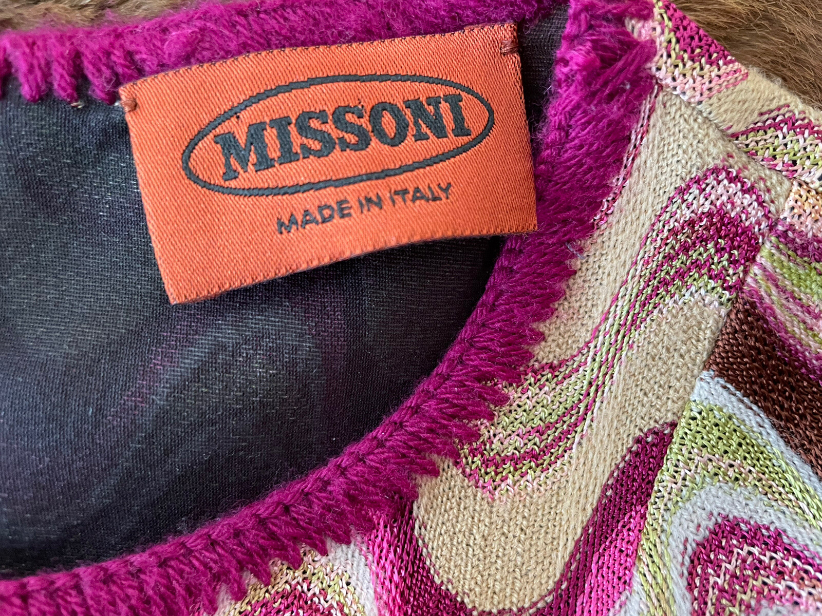 $1870+ MISSONI DRESS WAVE ZIGZAG ORANGE LABEL PURPLE PINK WHITE BEIGE ...