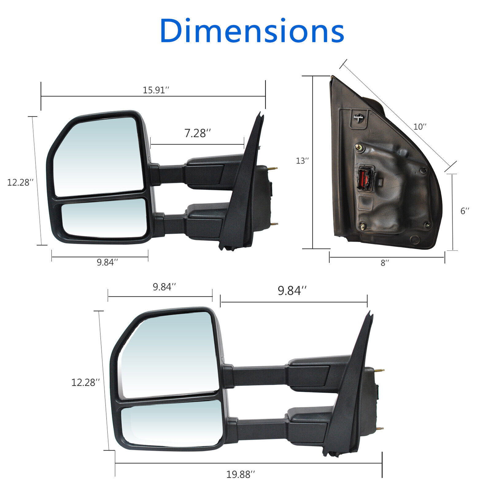 Pair Tow Mirrors For 17-20 Ford F-250 F350 Super Duty Power Heated ...