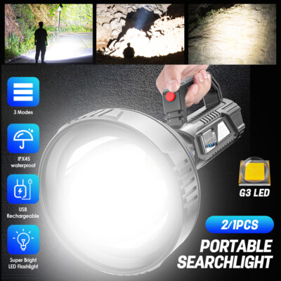 Rechargeable Spotlight Flashlights LED Super Bright Handheld 9000000 ...