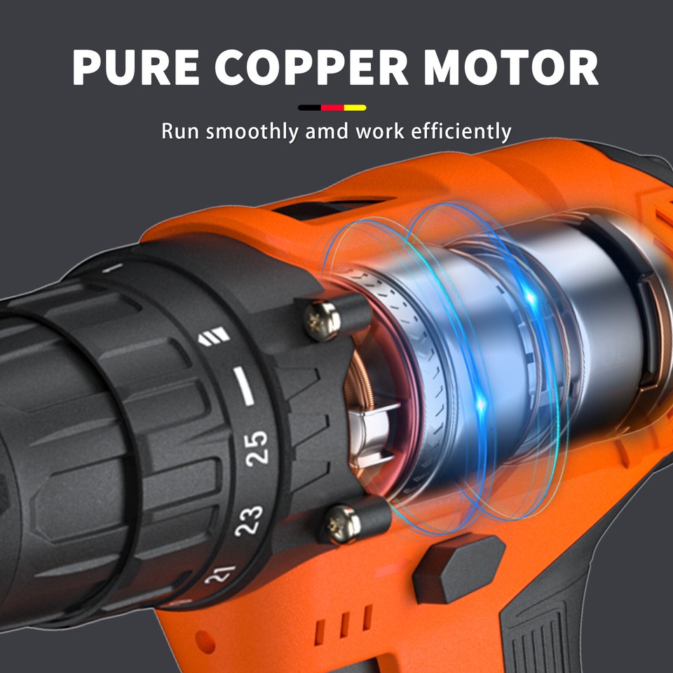 EMDTOOL 21V Cordless Drill Set Electric Combi Driver Screwdriver Power ...