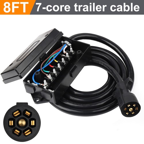 8 ft Trailer Cord 7 Way Plug Inline Junction Box 7-Pole Wiring Harness ...