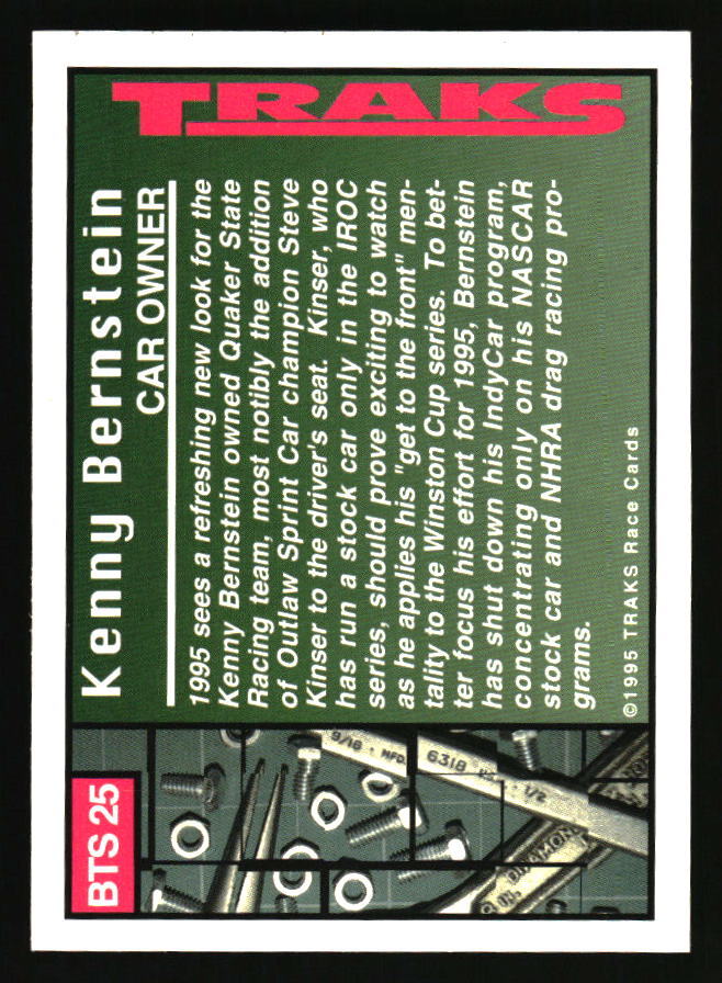 1995 Traks Behind the Scenes First Run #BTS 25 Kenny Bernstein | eBay