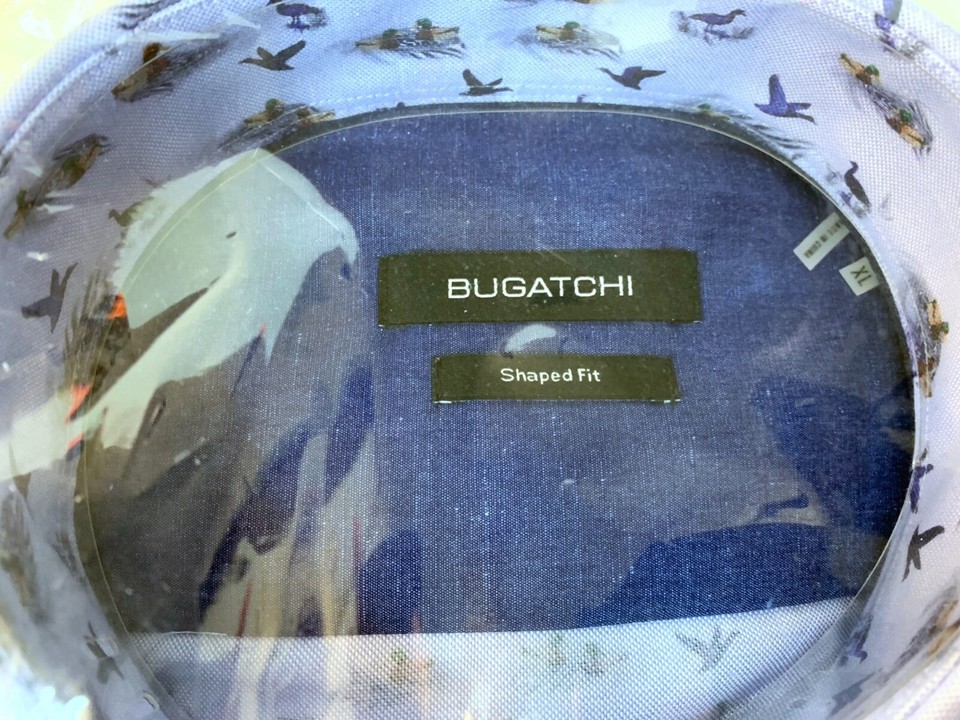 Bugatchi Men LS Wovens Shaped Air Blue Shirt (Shaped Fit) - Size XL ...