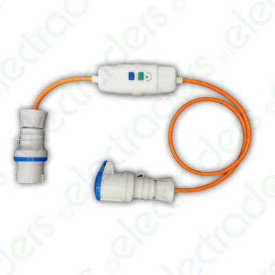 1m Orange Caravan Hook Up / Extension lead 2.5mm 16A Plug, RCD & 16A ...