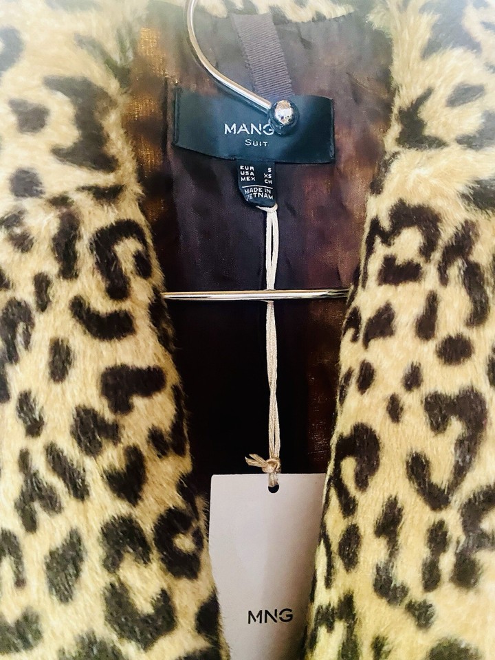Mango Ladies Faux Fur Leopard Print Coat Jacket Size X Small NWOT | eBay