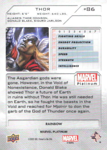 2023 UD Marvel Platinum Thor #86 Rainbow | eBay
