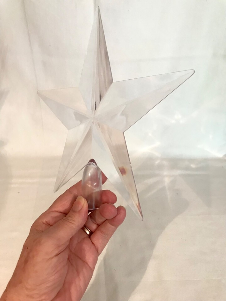 vintage 1950’s lucite star tree topper ornament 8” crystal clear star ...