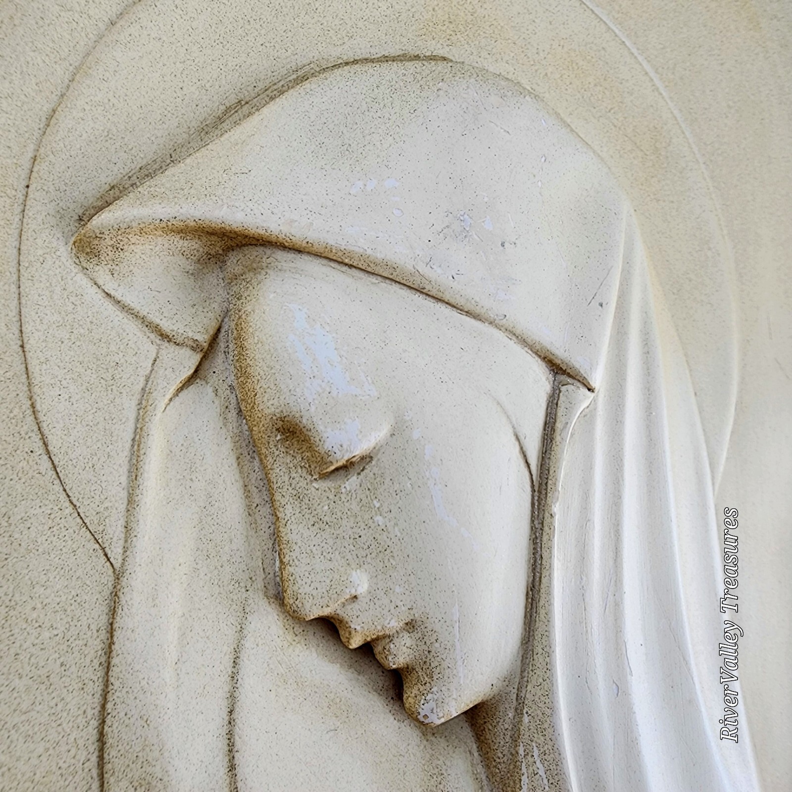 Blessed Mary Baby Jesus Wall sculpture vtg Hanging Johnals plaster ...