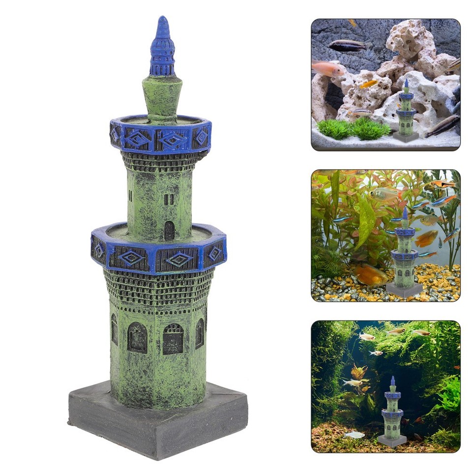 Fish Tank Ornament Aquarium Resin Castle Decoration Decorative Tower ...