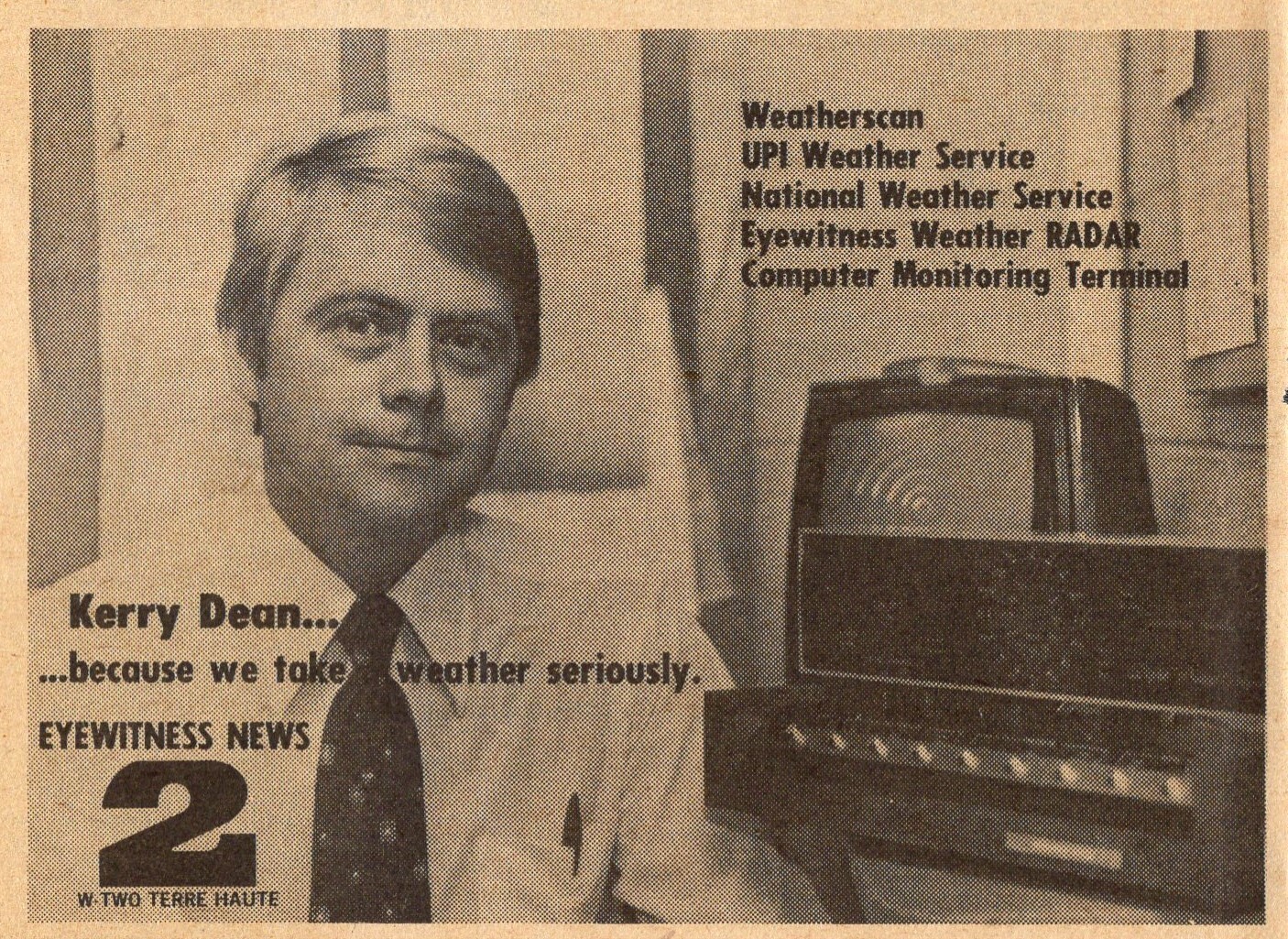 1981 WTWO INDIANA TV NEWS AD ~ KERRY DEAN WEATHER REPORTER | eBay