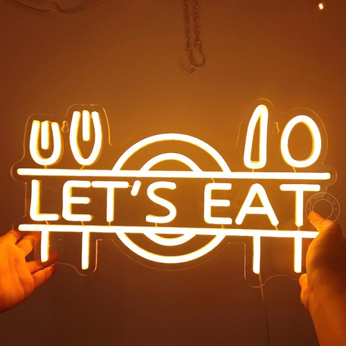 Lets Eat Diner Buffet Restaurant LED Neon Light Sign Display Wall Art ...