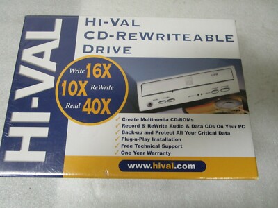 Hi-Val CD-Rewriteable Drive Internal 16x 10X 40X CD-R CD-RW New Factory ...