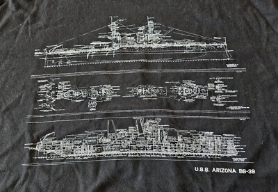 USS Arizona Diagram United Legacy T-Shirt, Black, Size Large | eBay