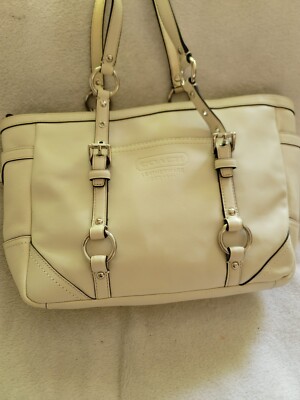 Coach Cream Leather Handbag Purse Bag Tote 0000000341 | eBay