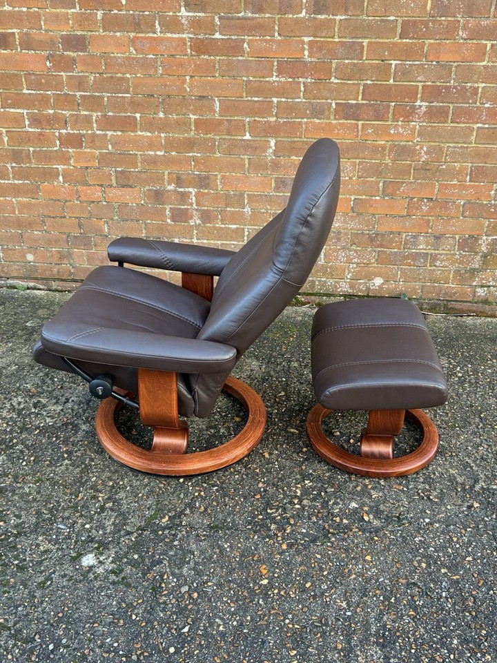 Limited Use EKORNES Stressless Consul Recliner Chair And Footstool ...