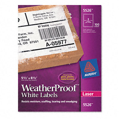 Avery Dennison Ave-5526 Weather Proof Mailing Label - 5.5" Width X 8.5 ...