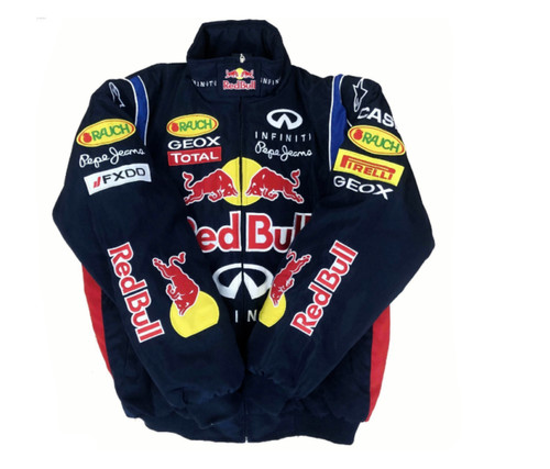Adults F1 Team Racing Red Bull Embroidery Cotton Padded Zip Racing ...