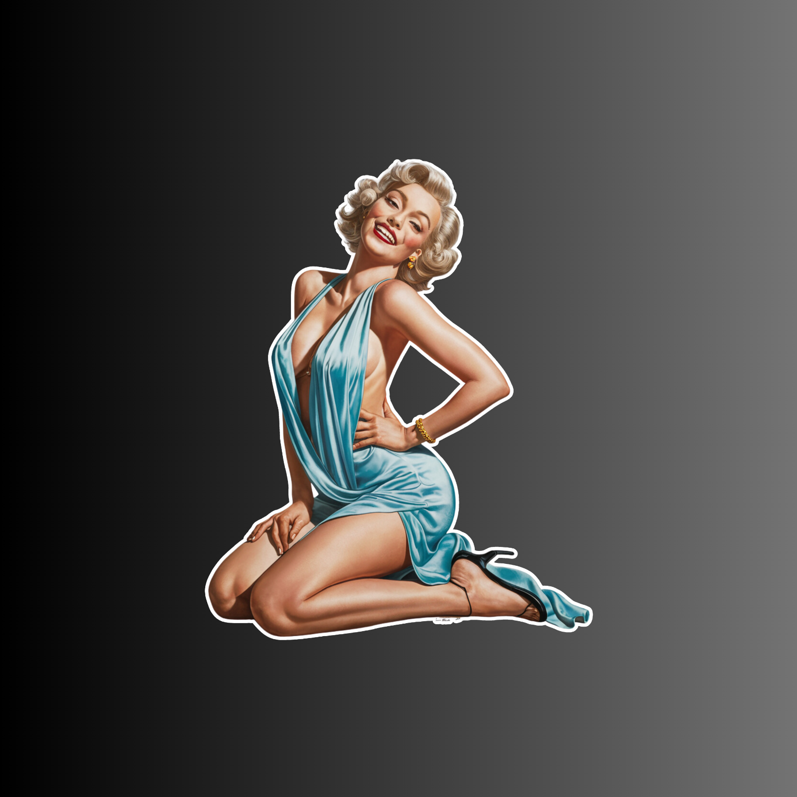 Pinup girl sticker vinyl decal woman blonde bombshell cleavage ...