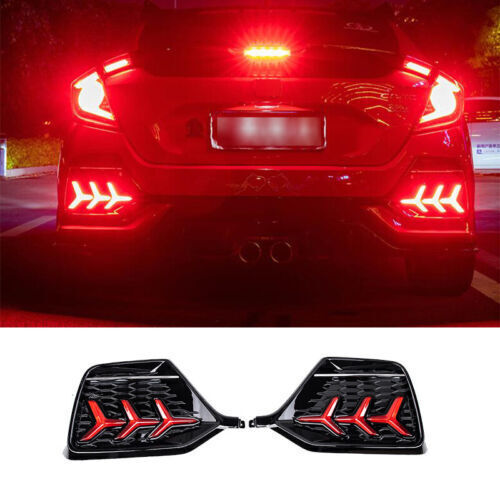 Fish Bone Led Rear Fog Light Lamp Streamer For Honda Civic Hatchback ...