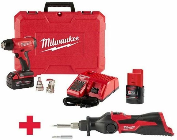 Milwaukee Heat Gun Soldering Iron Kit 18v Lithium-ion Cordless Charger ...