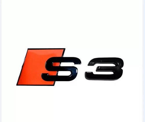 For Audi S3 Rear Emblem Boot Trunk Badge Sticker Gloss Orange & Black ...