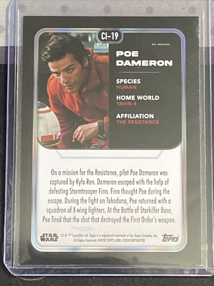 2023 Topps Star Wars Flagship POE DAMERON CHARACTERS IMAGE SHORT PRINT ...