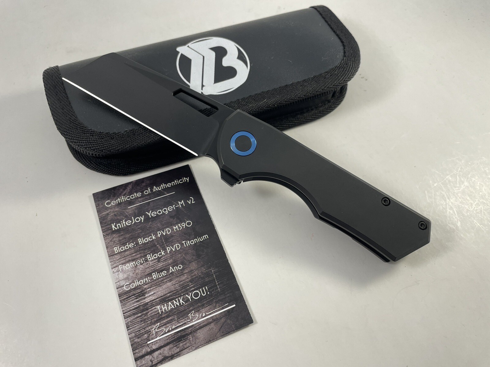 Brian Brown Yeager-M V2 KnifeJoy Exclusive PVD n Blue Ano Flipper Combo ...