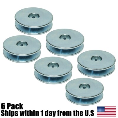 6PK All Steel Flat Mount Wire Rope Cable Pulley 2 1/2" OD 3/4" ID ...