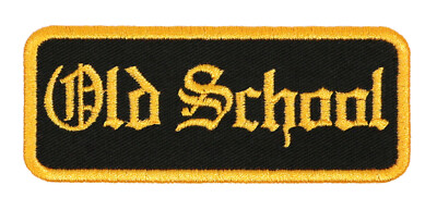 Old School Embroidered Patch Black/Yellow Gold Iron-On Sew-On Jacket ...