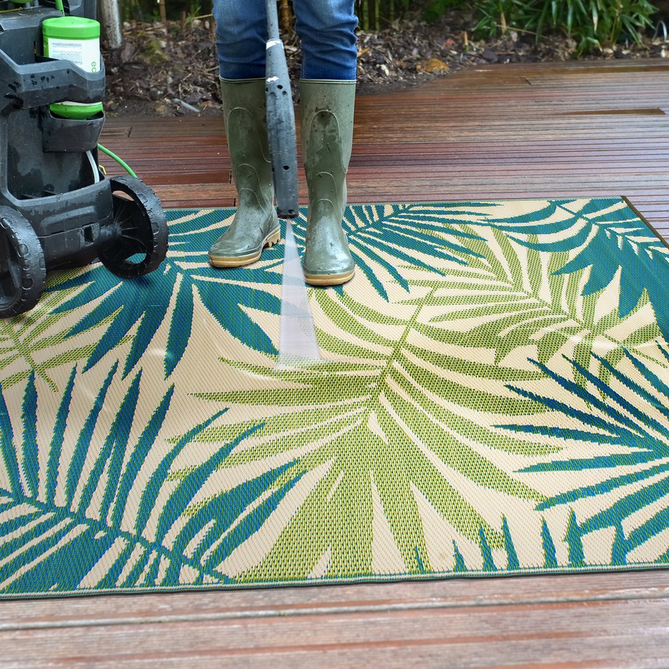 Rugshop Green Indoor Outdoor Carpet Floral Modern Reversible Plastic ...