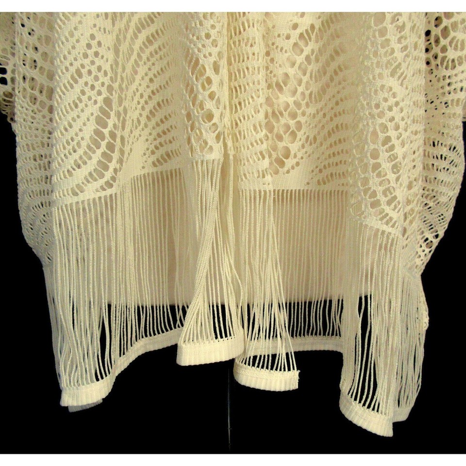 Melissa Page Woman Artsy Oversized Ivory Lacy Open Front Topper Jacket ...