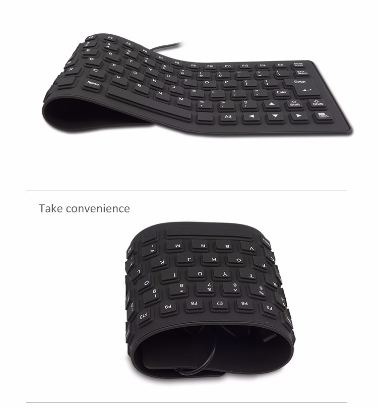 Waterproof Silicone Keyboard Foldable Flexible USB Dustproof DirtProof ...