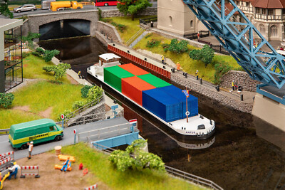 Faller 131013 HO scale 1:87 Kit of a River freighter with containers ...