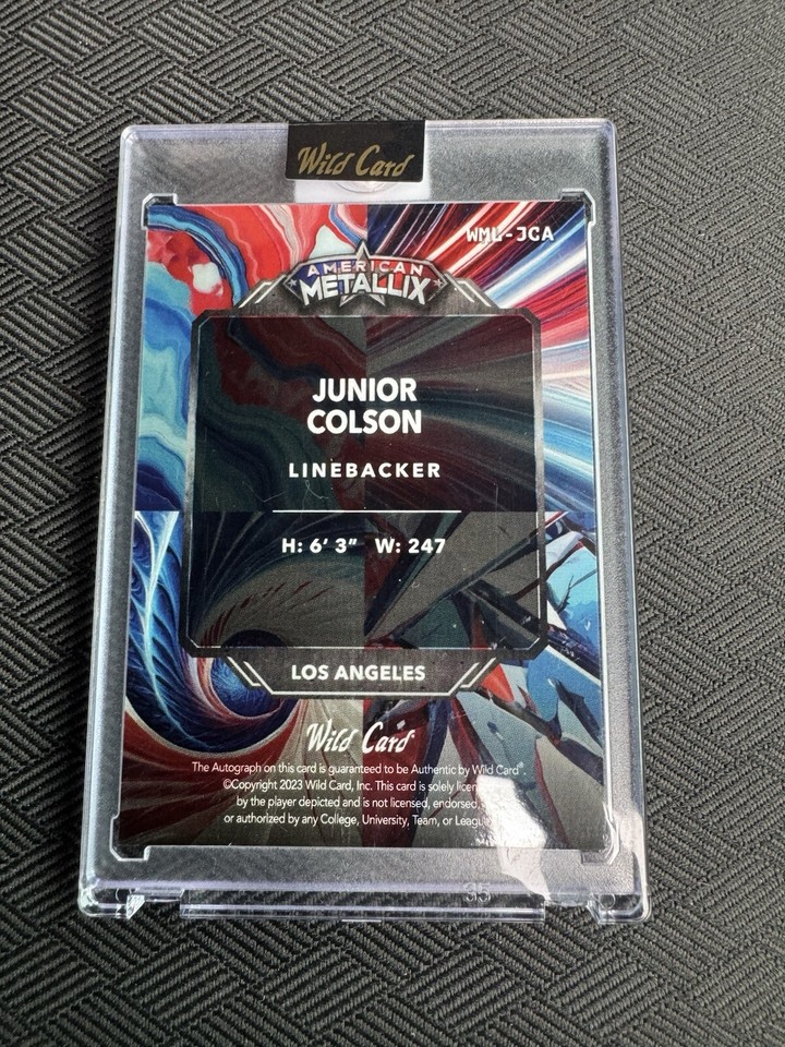 JUNIOR COLSON Chargers 2023 Wild Card Rookie Auto Football Card #8/8 | eBay