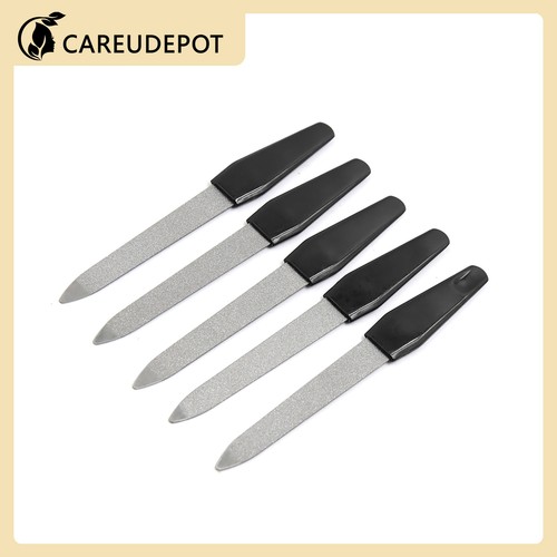 5Pcs Metal Dual Sided Nail Sanding File w/ Plastic Handle Manicure ...