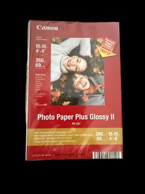 Canon Inkjet photo paper plus glossy II 4x6, 5 sheets SEALED Sample ...