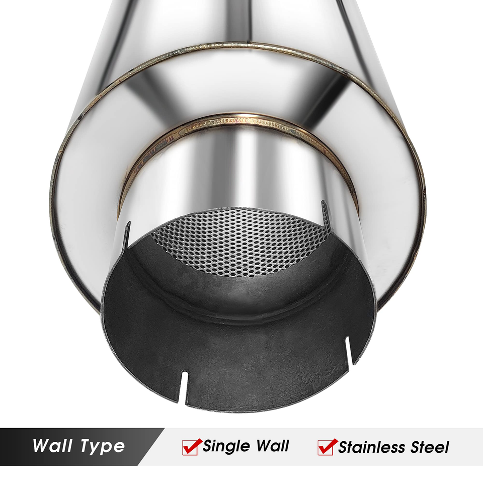 4'' Inch ID Muffler Diesel 24'' Body 30'' OAL Stainless Steel Polished ...