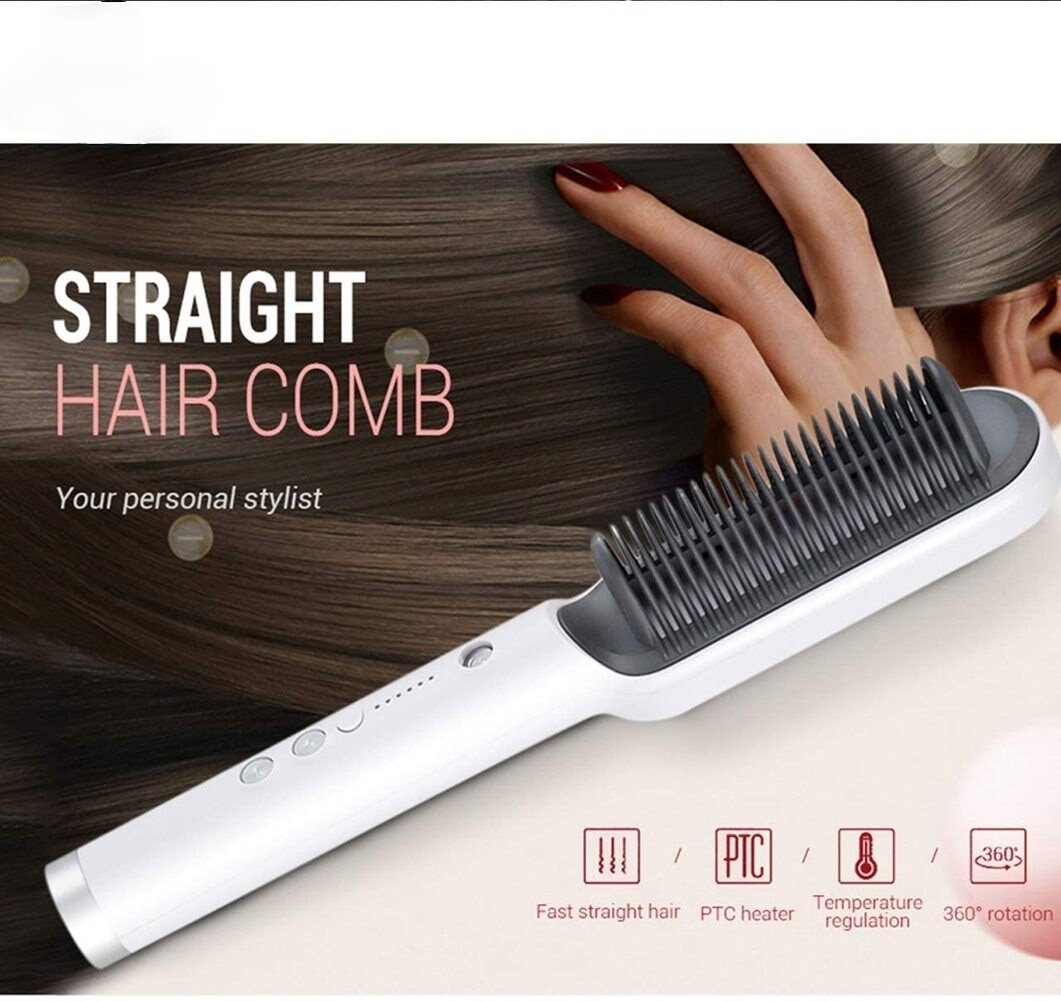 Professional Hair Straightener Tourmaline Brush Comb Curler Styler ...