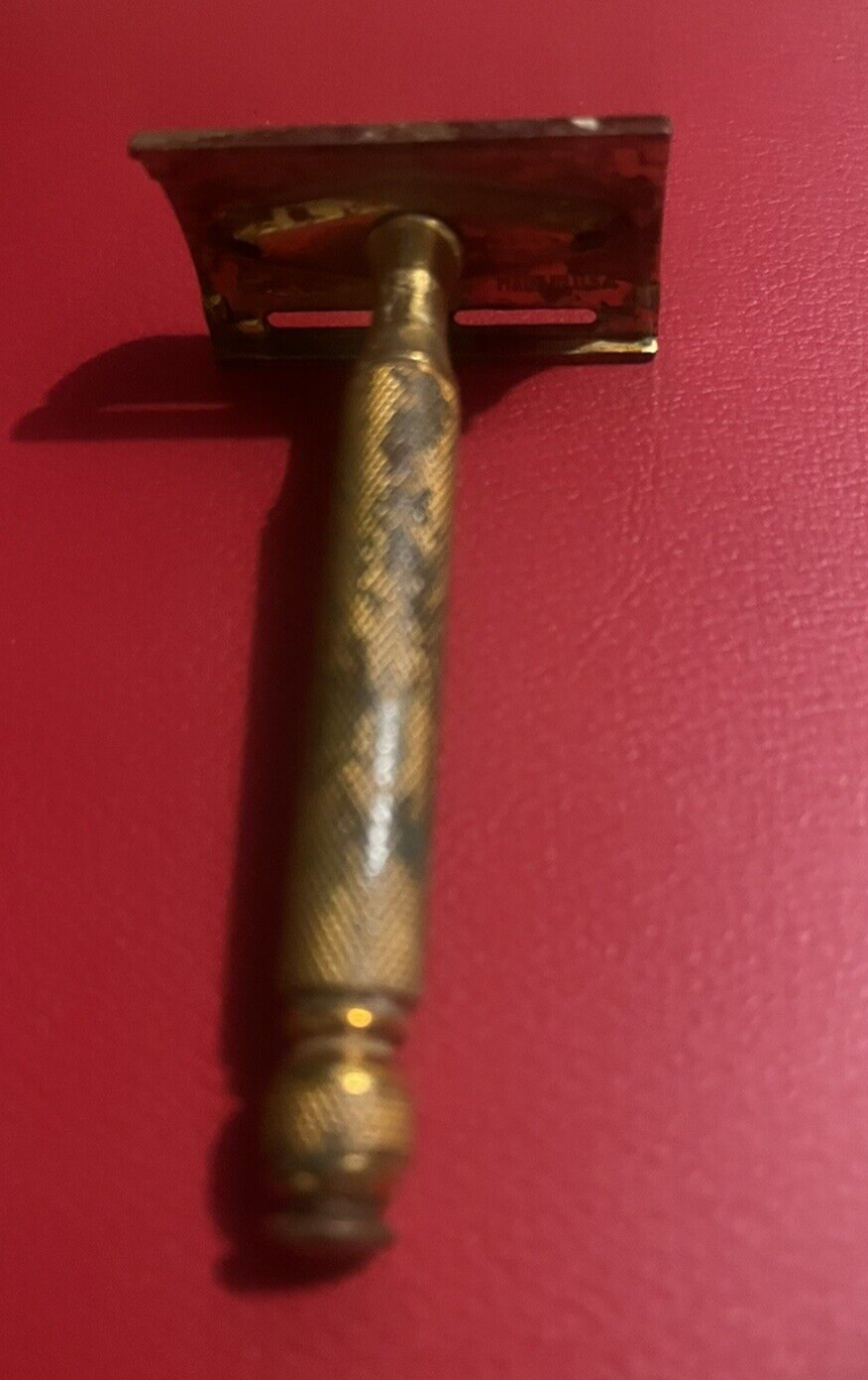 Vintage Gold Brass Tone Gillette Open Comb 3-Piece Fat Handle Safety ...